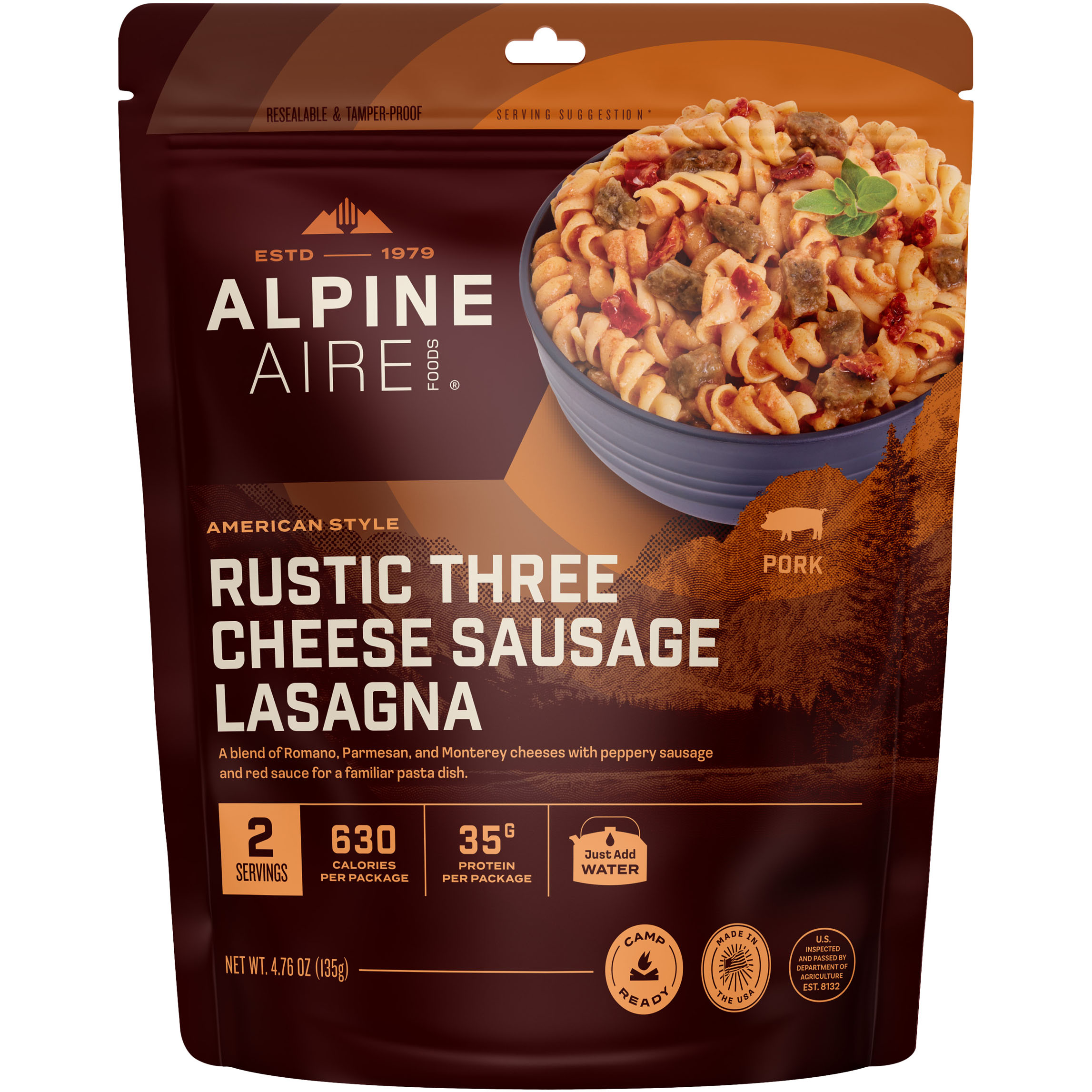 AlpineAire Rustic Three Cheese Sausage Lasagna | Enwild